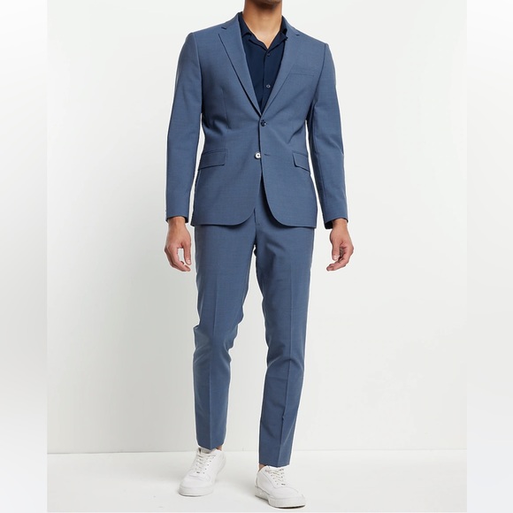 Express | Suits & Blazers | Nwt Express Extra Slim Dusty Blue Woolblend ...